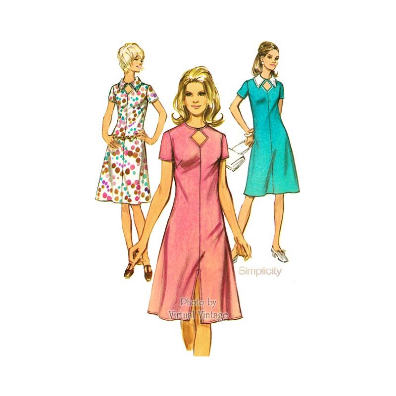 70s Keyhole Dress Pattern, Simplicity 9310 | Virtual Vintage