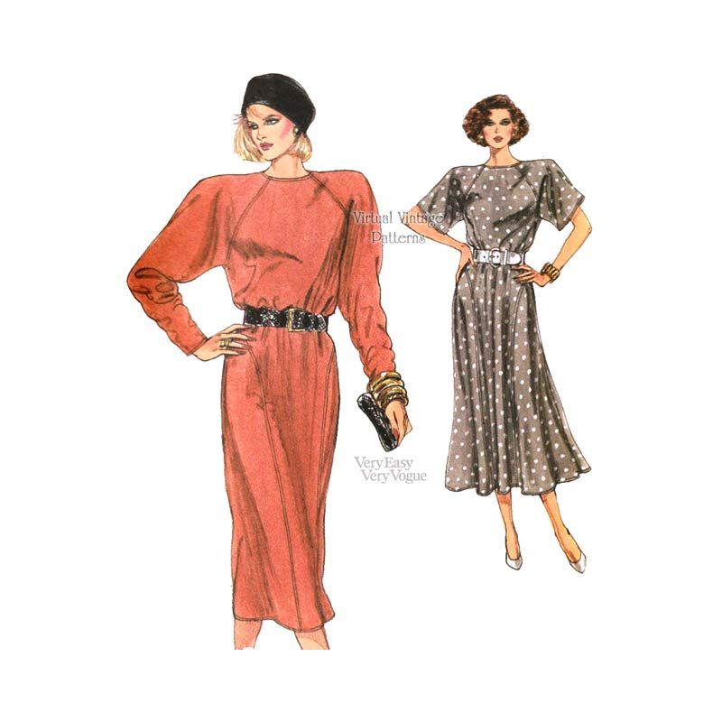 Loose-fitting Midi Dress Pattern, Vogue 9648 | Virtual Vintage